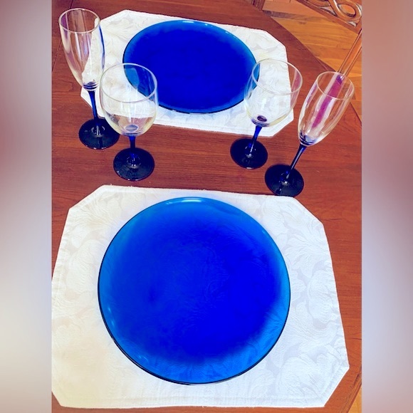 Dining | Cobalt Blue Color Glass Dinner Plates 27 Cm 15 Inches Charger ...